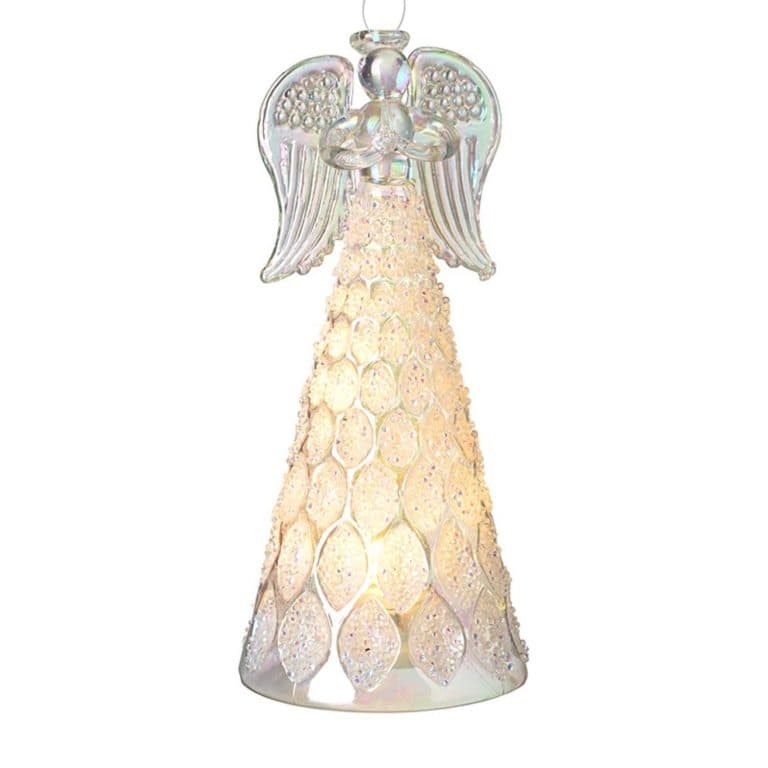Light Up Long Skirt Glass Angel - The Festive Farm Shed